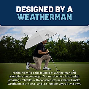 Weatherman Umbrella - Golf Umbrella - Windproof Sports Umbrella Resists Up to 55 MPH Winds - Available in 2 Sizes and 5 Colors (Navy, 68 inch)