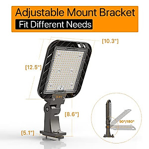 DEMILARE LED Parking Lot Lights Adjustable Arm Mount, Quick Installation Dusk to Dawn Street Area Light, 5000K Shoebox Light IP65 Waterproof, Commercial Lighting for Parking Lot, Gym, Driveways