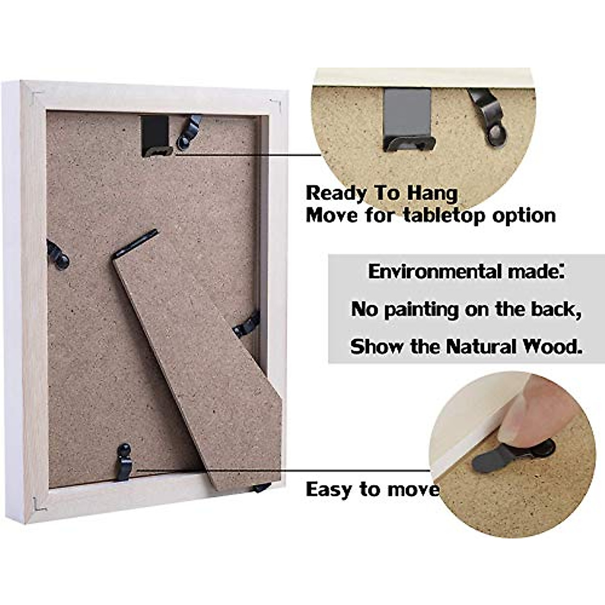 Picture Frames 8x10 White 2 Pack Nature Solid Wood for Wall Mounting and Tabletop Display