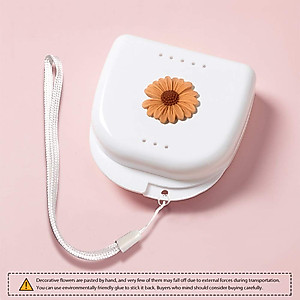 AMHDV 3pcs Orthodontic Retainer Case with Vent Holes Cute Mouthguard Container Dental Aligner Case with Aligner Removal Tool and Brush (01-flower)