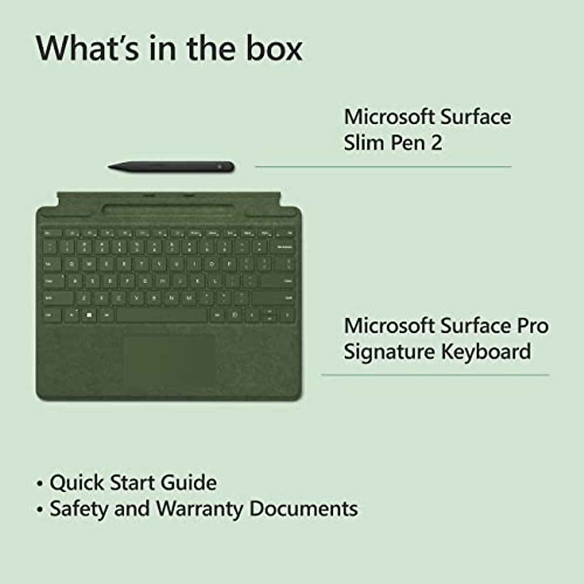 Microsoft Surface Pro Signature Keyboard with Slim Pen 2 Bundle, Forest Colour Keyboard