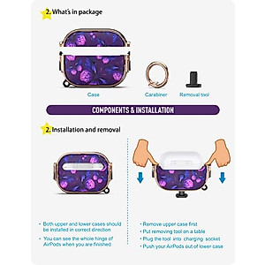 GuarzFun case for AirPods Pro 2 & AirPod Pro, AirPod Pro case with Lock, AirPod Pro 2 case for Women Man (Purple Butterfly)