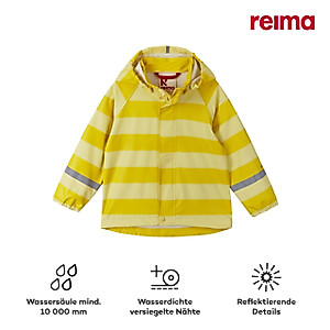 Reima Vesi Kids Waterproof Hooded Rain Jacket Lightweight Windproof Outdoor Coat for Kids, Greyish Green, 3T