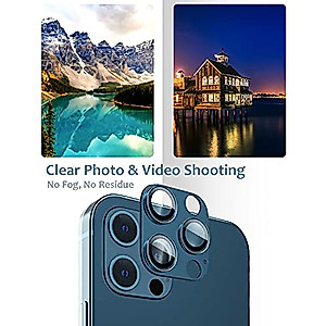 [2 Pack] Tamoria iPhone 12 Pro Max Camera Lens Protector Metal Plus Tempered Glass Camera Cover Oneness Design, Support LIDAR Scanner, Explosion-Proof iPhone 12 Pro Max 6.7 Inch Accessories Blue