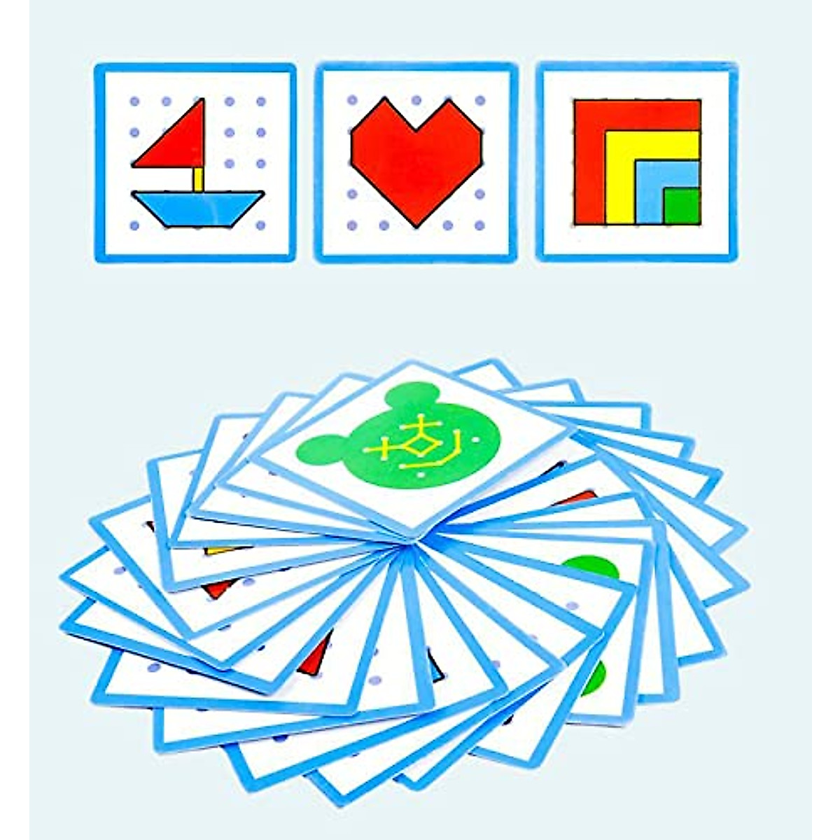 YHZAN Wooden Geoboard Graphing Peg Board Montessori Toddler Sensory Toy Colorful Rubber Bands Pattern Cards Preschool Learning Game