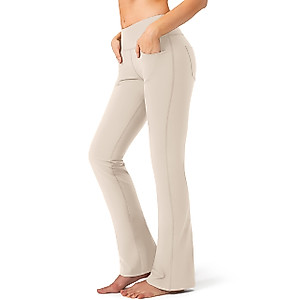 G Gradual Women's Pants with 4 Pockets High Waist Work Pants Bootcut Yoga Pants for Women (Light Khaki, Medium)