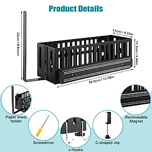 HEATCHEER Griddle Caddy for 28"/36" Blackstone Griddles with Magnetic Tool Holder, No Drilling Space Saving Grill Accessories with Paper Towel Holder, Blackstone Griddle Accessories Caddy for Outdoor