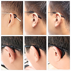 iGeyzoe 16 Pairs Eyeglasses Ear Grip Ear Hooks, Anti-Slip Holder Eyeglasses Stoppers Temple Tips Sleeve Retainer Eyewear Retainers Spectacle Stay For Eyeglasses, Sunglasses, Reading Glasses (Black)