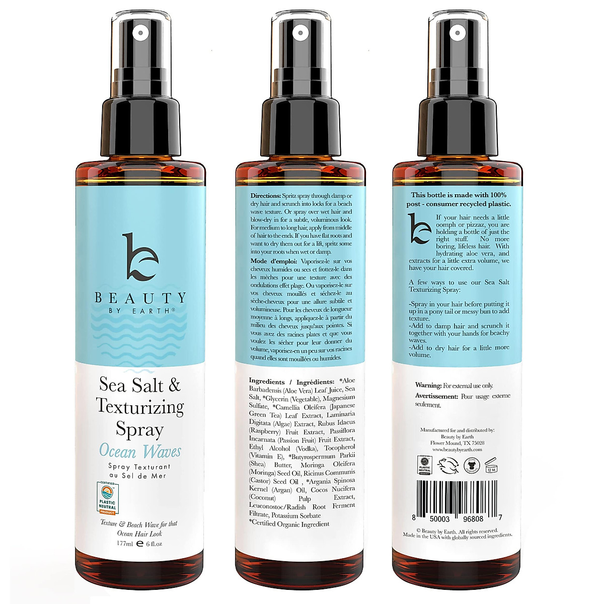 Sea Salt Spray for Textured Beach Waves & Volume - USA Made with Organic Ingredients, Texturing & Volumizing Spray for Fine Hair for Men & Women