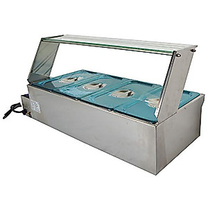 TECHTONGDA 4-Pot Bain-Marie Food Warmer Stainless Steel Bath Warmer Steam Table