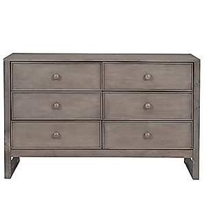 CITYLIGHT 3 Piece Queen Bedroom Set, Wood Queen Size Platform Bed with USB Port, One Nightstand and 6 Drawers Dresser, Queen Bedroom Furniture Set for Kids Teens Adults, Antique Grey