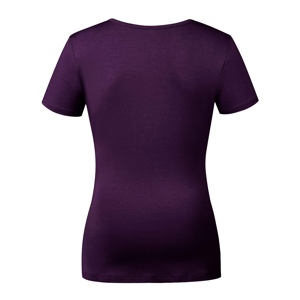 Beauhuty Women's Plus Size Tops Sexy Deep V Neck Sexy Low Cut Front Surplice Wrap Short Sleeve Fitted Tees (XXL, Short-Purple)