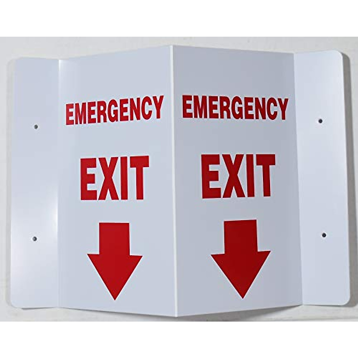 Emergency EXIT Arrow Down 3D Projection Sign/FIRE Extinguisher Hallway Sign (White/RED,Plastic,5.5x9)-Les Deux cotes line