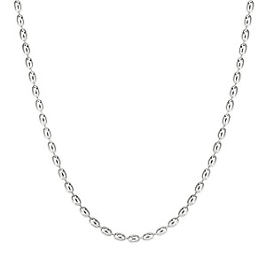 Savlano 925 Sterling Silver Oval Rice Bead Strand Chain Necklace For Women - Made in Italy Comes With a Gift Box (20, 2.3mm)