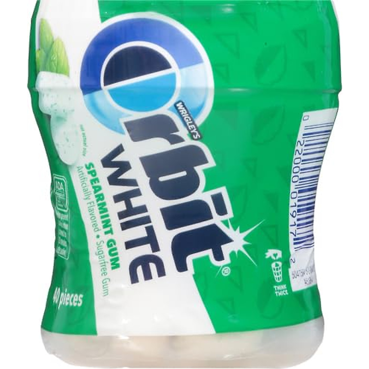 ORBIT WHITE Spearmint Sugarfree Gum, 40 Piece Bottle