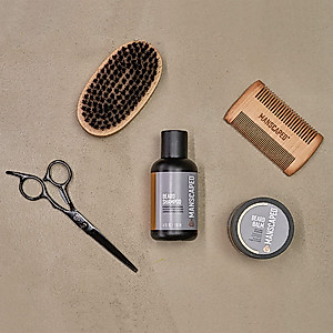 MANSCAPED® Beard Care Kit Includes UltraPremium Moisturizing Beard Shampoo & Balm, Soft Brush, Comb & Precision Scissors for Grooming & Trimming Facial Hair