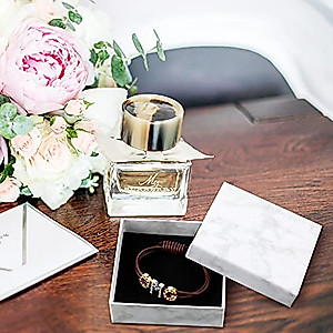 Pajean 12 Pieces Marble White Cardboard Paper Jewelry Boxes Square Marble Texture Pattern Cases for Necklaces Bracelets Earrings