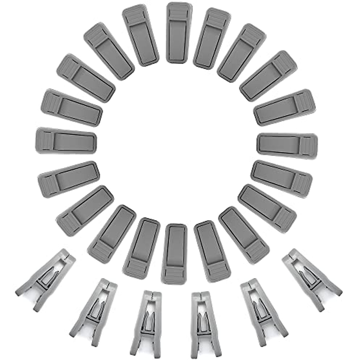 HOUSE DAY 20 Pack Plastic Finger Clips for Hangers, Grey Pants Hanger Clips, Strong Pinch Grip Clips for Use with Slim-line Clothes Hangers, Clips for Velvet Hangers