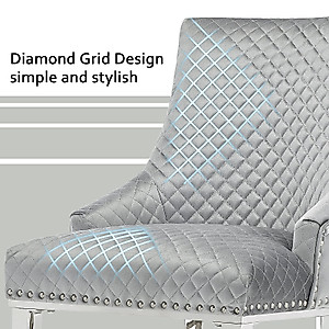 Anewsun 5 Pieces Dining Table Set for 4, Modern Kitchen and Dining Room Sets for 4 with Silver Metal Circle Base Dining Table and Silver Gray Velvet Upholstered Dining Chairs