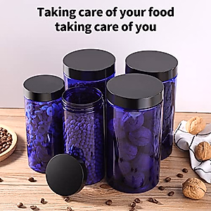 AEGISMILE PLastic jars with lids 32 OZ & 16 OZ 24 Pcs Plastic Storage Jars Containers with Airtight Black Plastic Screw On Lids Large Round Jars Easy Clean for Household and Kitchen Organizing