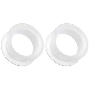 Pair 1/2" (12MM) CLEAR SILICONE EYELET TUNNELS Double Flare Gauges Thin Soft Flexible Flesh Plugs (2pcs)