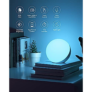Smart Table Lamp, Dimmable Desk Lamp with App / Voice Control, LED RGB Color Changing Touch Lamp, Night Lamp for Bedroom Compatible with Alexa and Google Home