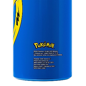 Silver Buffalo Pokemon Pikachu Lightning Bolt Stainless Steel Water Bottle With Twist Lid, 42 Ounces