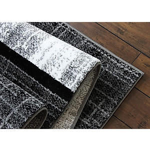 Masada Rugs, Stephanie Collection Area Rug Modern Contemporary Design 1110 Turquoise Grey White Black (5 Feet 3 Inch X 7 Feet 3 Inch)
