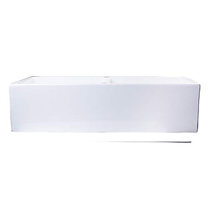 ALFI brand AB3918DB-W Smooth Thick Wall Fireclay Double Bowl Farm Sink, 39", White