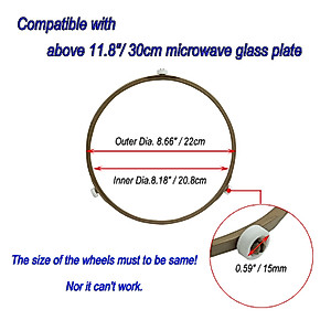 Proshopping 2 PCS Microwave Turntable Ring, 8.7 Inch Rotating Ring Roller, Large Glass Plate Tray Support Holder, Replacement Inner ring - for 12" Microwave Oven Glass Turntable Plate (Brown)