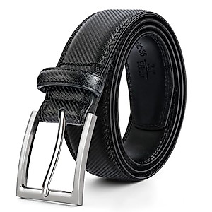 LCG LUCHENGYI Mens Genuine Leather Dress Belt Classic Casual Belt with Single Prong Buckle for Jeans Pants Work and Business