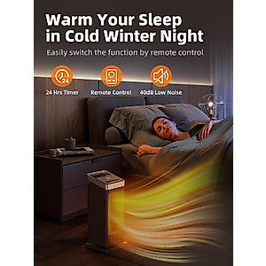 BREEZOME Space Heater, 1500W Fast Heating Heater for Indoor Use, Ceramic Electric Heater for Home with Thermostat, 90° Oscillating Portable Heater with Remote