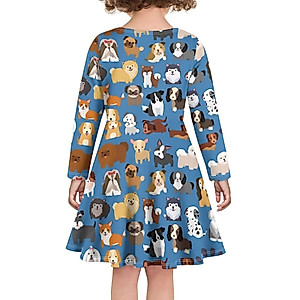 ZPINXIGN Kids Long Sleeve Clothes Puppy Dog Dress Cute Outfits for Girls 5-6 Twirly Swing Dress School Party Casual Fall Outfits