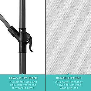 Best Choice Products 10ft Solar LED Offset Hanging Market Patio Umbrella for Backyard, Poolside, Lawn and Garden w/Easy Tilt Adjustment, Polyester Shade, 8 Ribs - Fog Gray