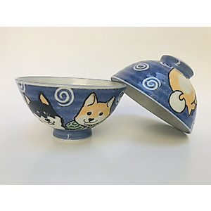 123kotobukijapanstore 2 Pc Japanese Blue Shiba Rice Bowl Set Includes 2 Bowls#130-630