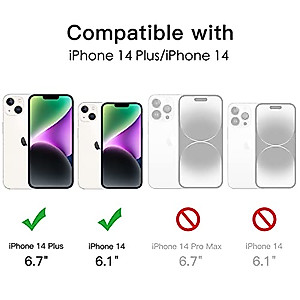 JETech Camera Lens Protector for iPhone 14 6.1-Inch and iPhone 14 Plus 6.7-Inch, 9H Tempered Glass Metal Individual Ring Cover, HD Clear, 2-Pack (Midnight)