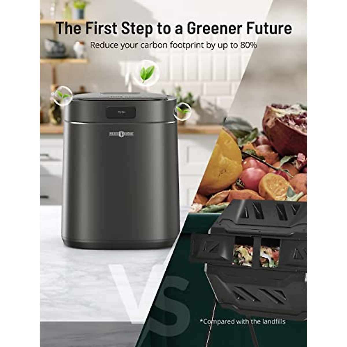 Paris Rhône Smart Waste Kitchen Composter, FoodCycler Eco-Friendly Electric Kitchen Compost Bin Sustainable Indoor Countertop Food Cycler with 3 Modes, Odor-Free, Fertilizes Your Garden