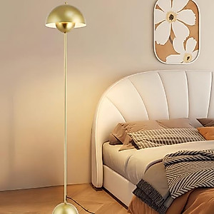 COSYLUX Modern Floor Lamp for Living Room, Industrial Tall Standing Lamp for Bedroom, Metal Shade Reflecting Light Reading Floor Lamp for Office, Nursery Room, Corner(Gold)