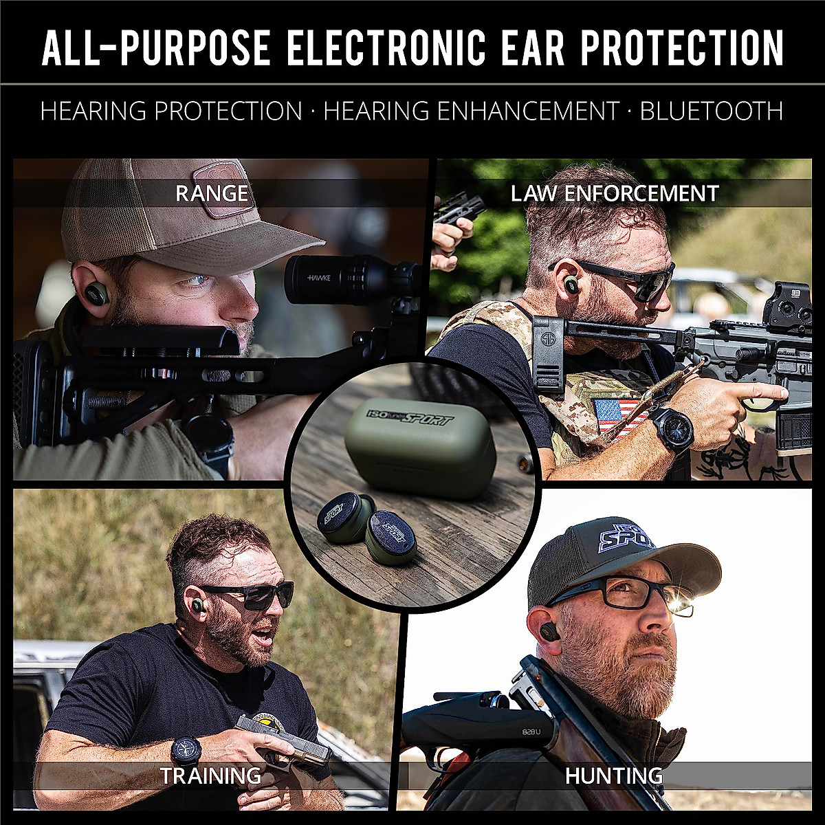 ISOtunes Sport CALIBER BT Shooting Earbuds: True Wireless Bluetooth Hearing Protection, Water and Dust Proof, 13 Hour Battery, 25 dB Noise Reduction Rating (NRR)