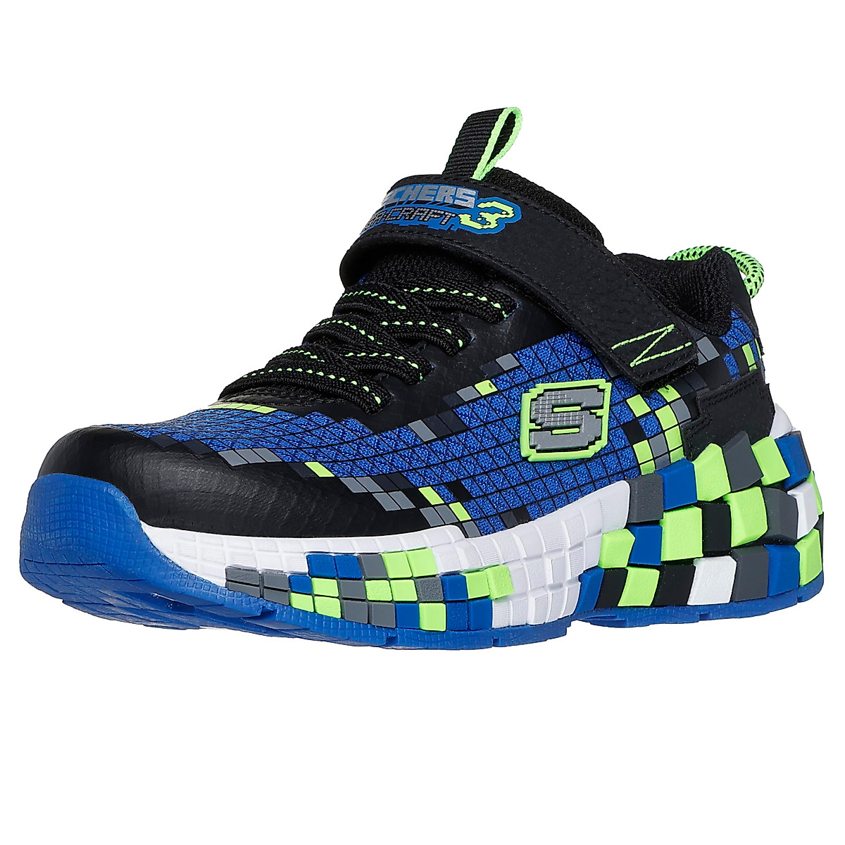 Skechers Boy's Mega-Craft 3.0 Sneaker, Black/Blue/Lime, 2.5 Little Kid