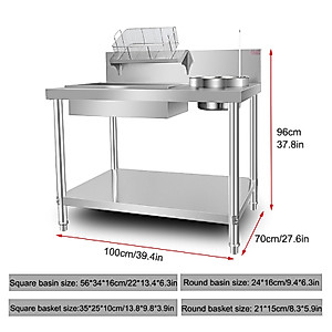 Breading Table Fried Food Prep Station, Stainless Steel Breading Table, commercial fried food prep table, Adjustable Feet, for Commercial Kitchens and Restaurant Businesses