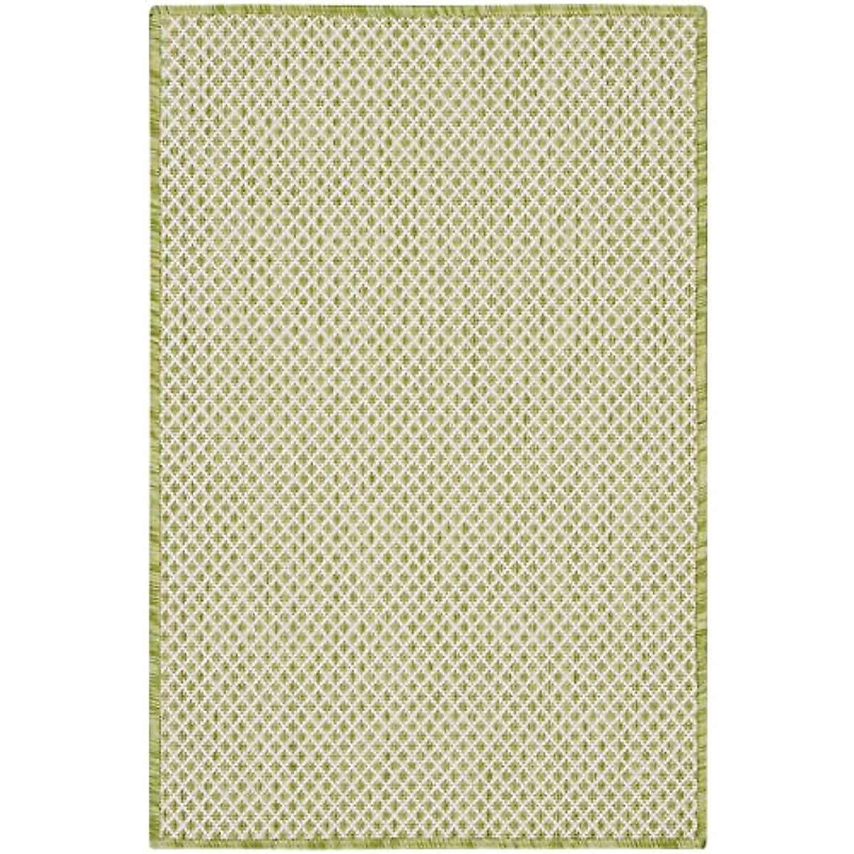 Nourison Courtyard Indoor/Outdoor Ivory Green 2' x 3' Area Rug, Geometric, Easy Cleaning, Non Shedding, Bed Room, Living Room, Dining Room, Deck, Patio, Backyard (2x3)