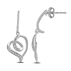 Amazon Essentials Sterling Silver Diamond Accent Heart Earrings (previously Amazon Collection)