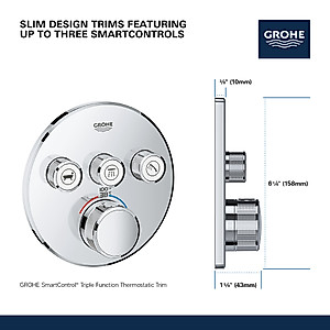 GROHE 29138EN0 Grohtherm Triple-Function Shower Thermostatic Valve Trim Kit, Brushed Nickel Infinity Finish