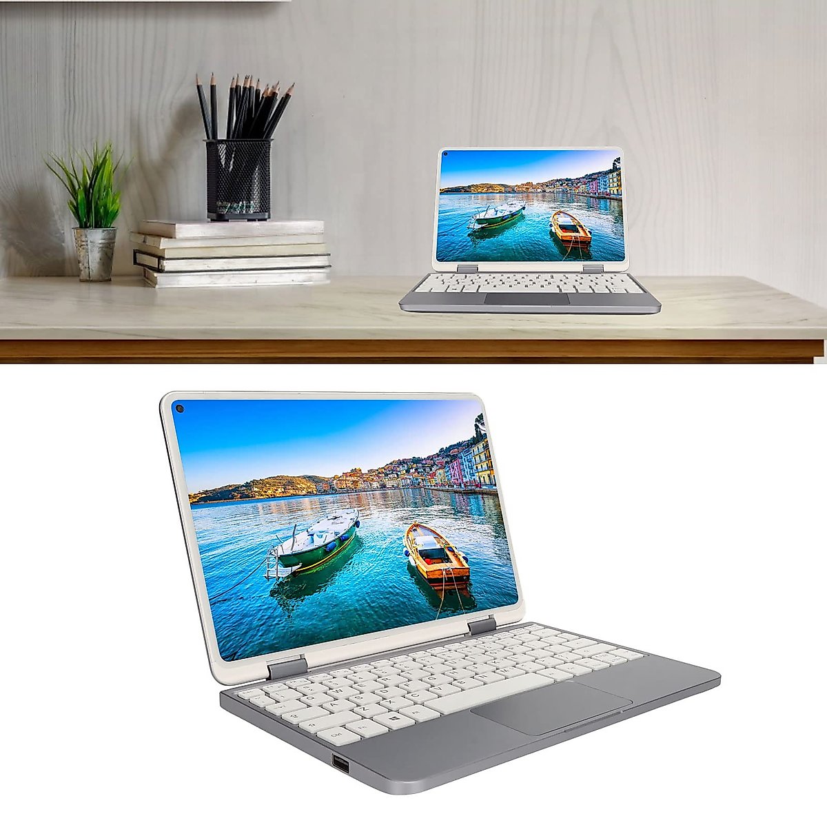 PUSOKEI 2 in 1 Laptop Computers, 10.8in 2560x1600 2 in 1 Touchscreen Notebook, Windows11, LPDDR4 8GB 1TB SSD Storage, 2.4G 5G WiFi, BT, 360 Rotatable, Home Education Laptop with Touch Pen