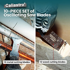 Caliastro 20 Wood Metal Professional Oscillating Multi Tool Quick Release Saw Blades with Universal Fit for Milwaukee, Ridgid, Dewalt, Bosch, Stanley, Ryobi, Makita, Skil, Black & Decker