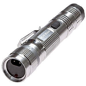 POLICE Stun Gun M12 - Aluminum Mini Rechargeable with LED Flashlight, Silver
