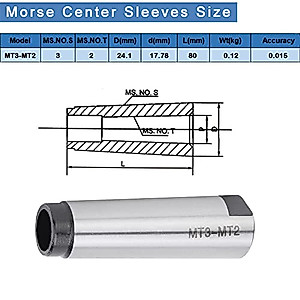 Eboxer MT3 to MT2 Taper Drill Sleeve Reducing Adapter, High Speed Steel Middle Taper Sleeve for Lathe Milling Industrial CNC Fixture Tool