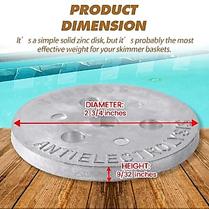 TonGass Zinc Anode Weight - Anti-Electrolysis Sacrificial Anode - Galvanic Anode for Passive Cathodic Protection - Bolts Inside or Outside Skimmer Baskets - Salt System Swimming Pool Must-Have