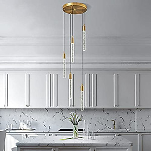 zhllmq Modern Light Fixture Kitchen Island Pendant Light Dimmable LED Gold Mini Pendant Lighting Dinning Room Living Room Kitchen Gold Pendant Lights（5-Light ）…